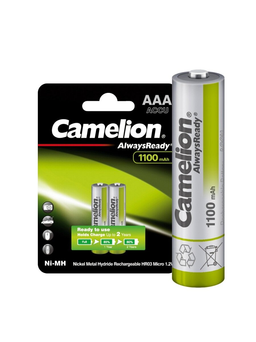 Аккумуляторы Camelion "Always Ready", Ni-Mh, 1100 мАч, упаковка 2 шт.
