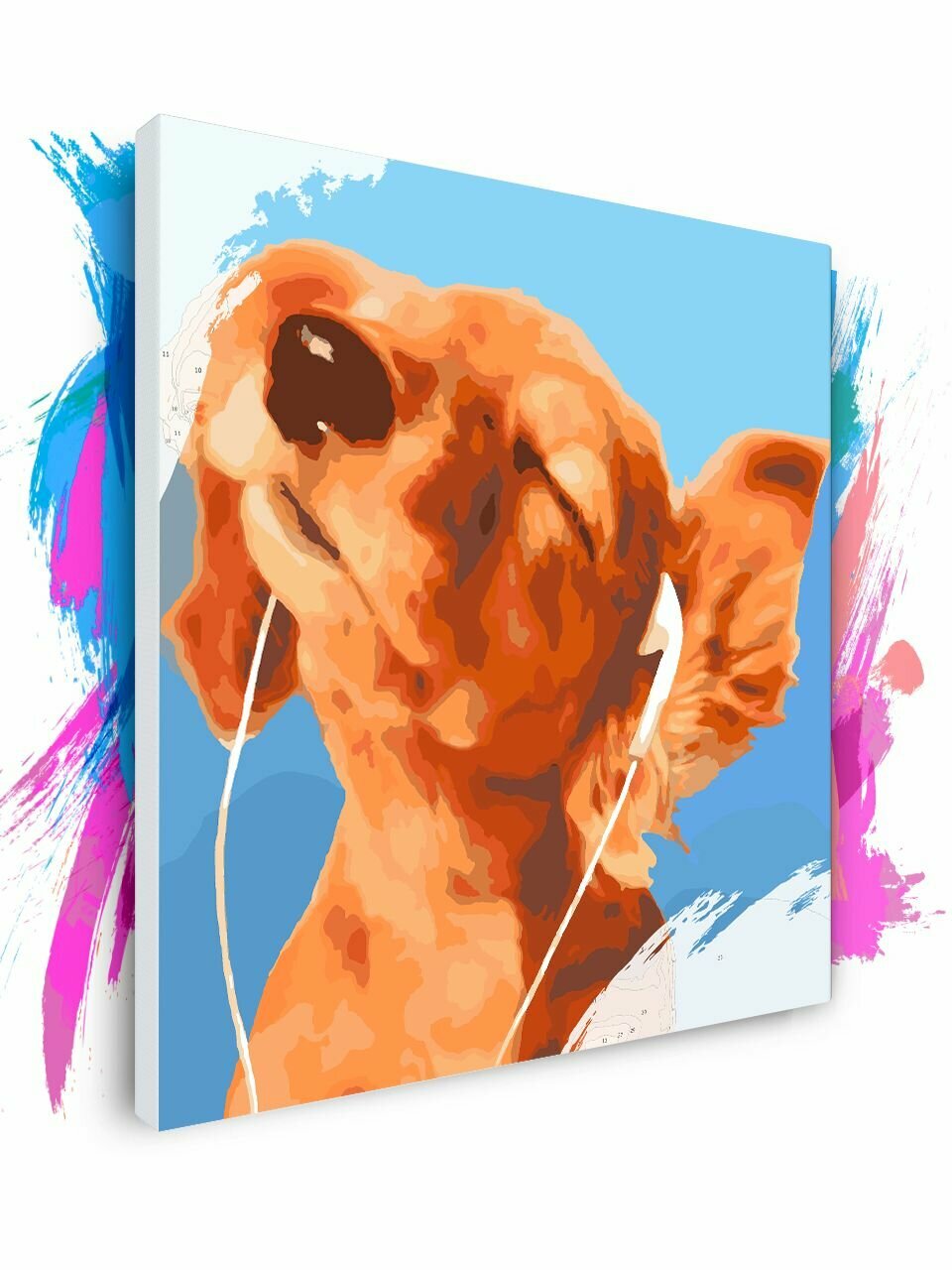 Картина по номерам на холсте Такса в наушниках, 40 х 40 см