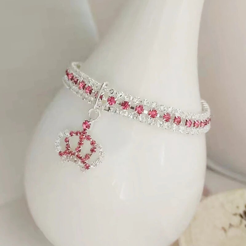 Ошейники Мик Кэт с цирконами pink
