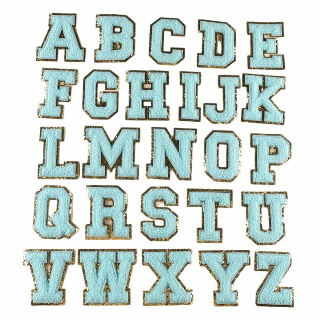 Набор аппликаций из 26 букв для вышивки, Синий