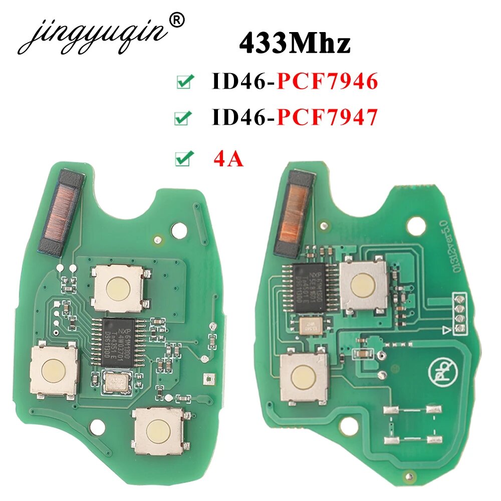 Пульт авто Jingyuqin Renault Clio, Scenic, Kangoo, Megane, 2 кнопки, ID46 PCF7947