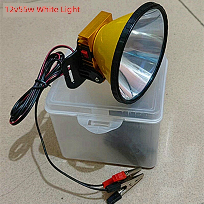 12V светодиодная фара с белым светом, 55Вт яркость, на голову, мощный луч, большая линза для походов