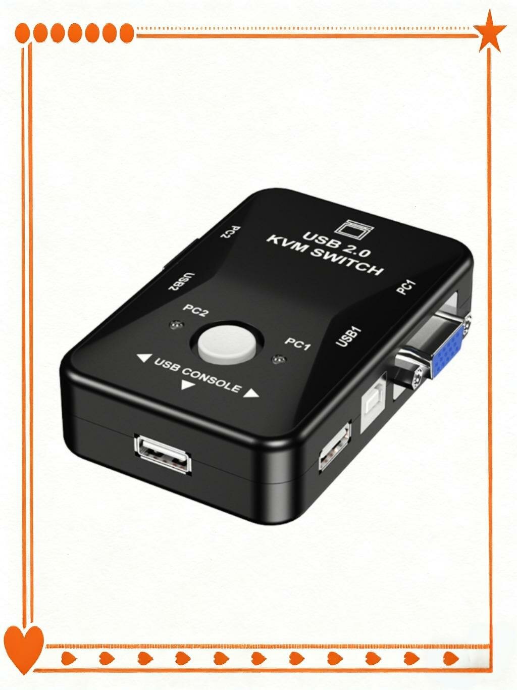 USB KVM-переключатель 2/4 порта VGA 1080P, 2 порта KVM