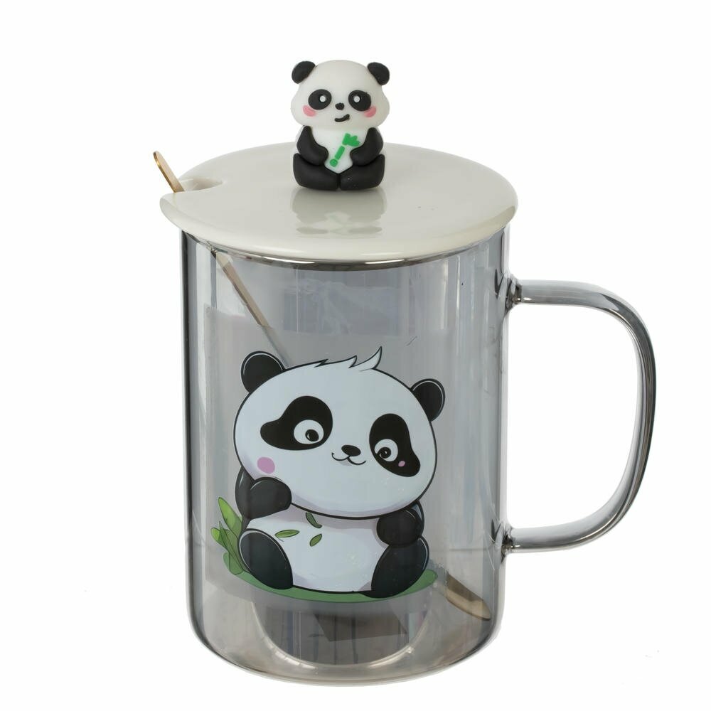 Кружка с крышкой и ложкой, 370 мл, 11,5х9х14 см KSM-819303