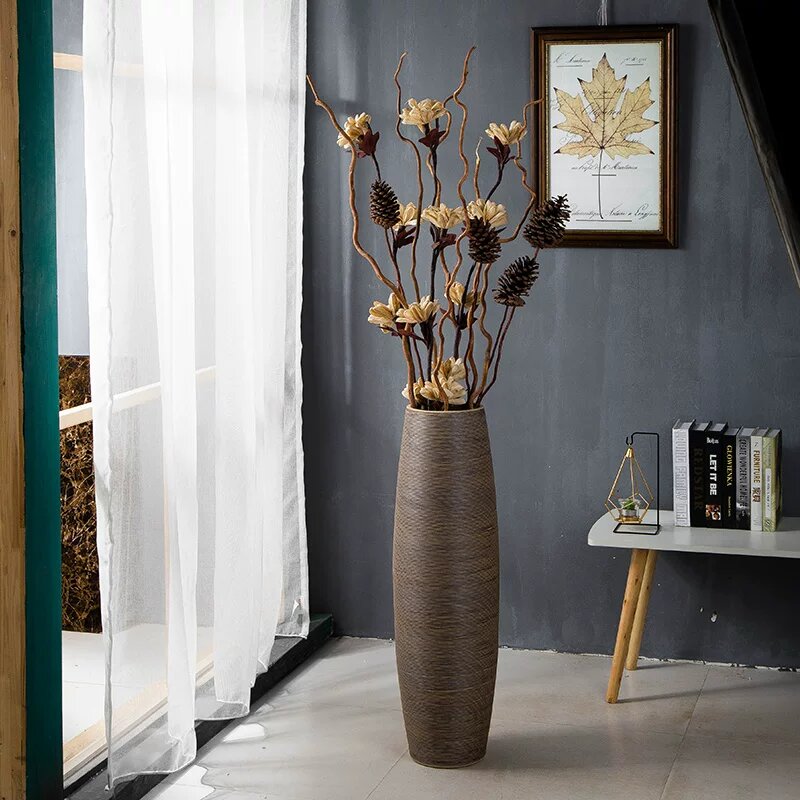 Напольная большая ваза, керамическая ваза ручной работы из Цзиндэчжэня, современное украшение для гостиной, искусство