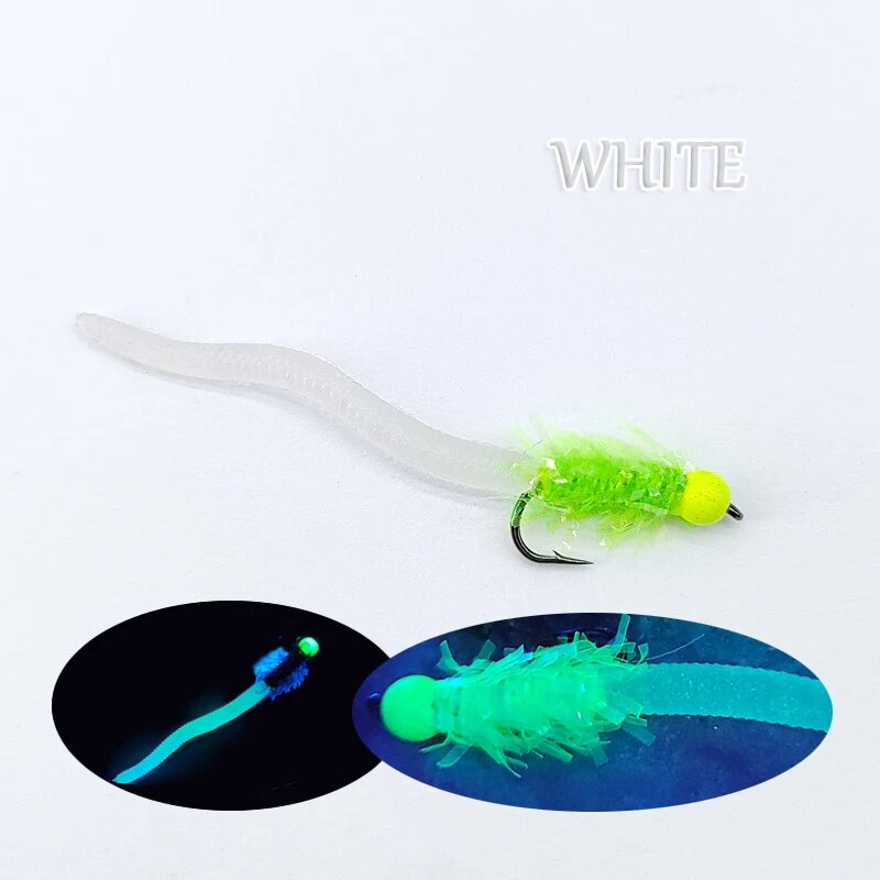 Светящийся червячный крючок ZUOFILY Bionic Earth Белый, White