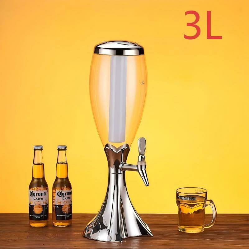 Диспенсер для напитков "Бытовая пивная башня", серебристый, 3L