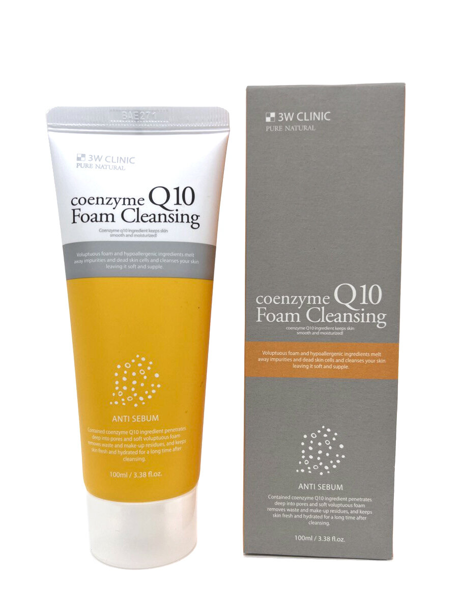 3W CLINIC Пенка для умывания с коэнзимом Q10, Coenzyme Q10 Foam Cleansing, 100 мл