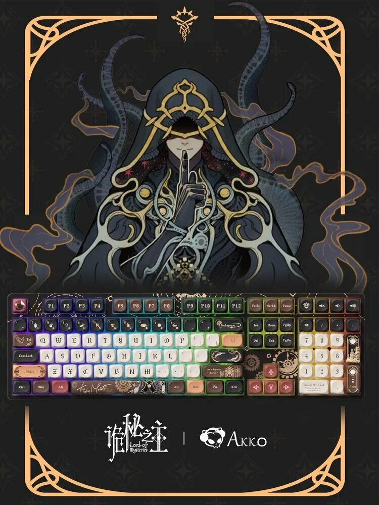 AKKO Игровая клавиатура беспроводная Akko 5108B Plus Mechanical Keyboard "Lord of the Mysteries" 3-mode RGB, 108 клавиш, US раскладка, hot-swap, (Akko V3 Piano Pro), Английская раскладка, черный, коричневый