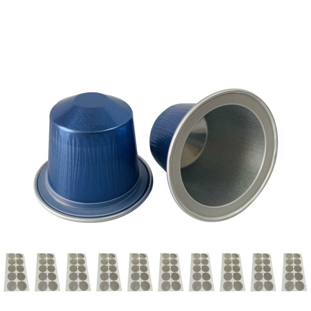 100 шт. Пустые алюминиевые капсулы для кофе с крышками, Небесно-голубой