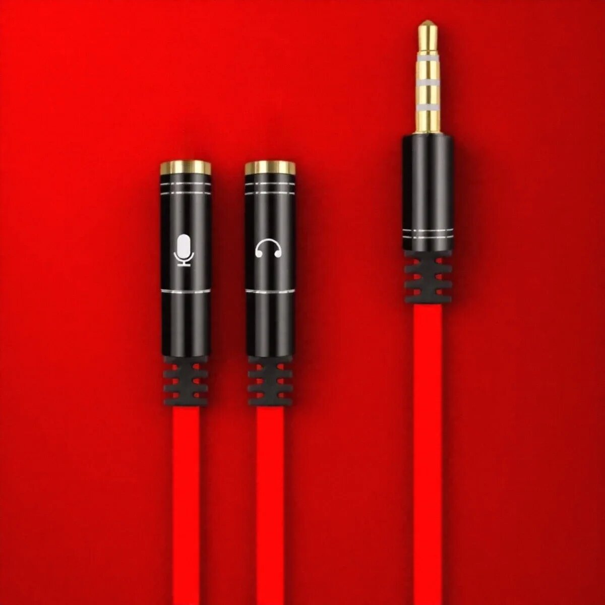 Аудиоразветвитель 3,5 мм для наушников и микрофона Red