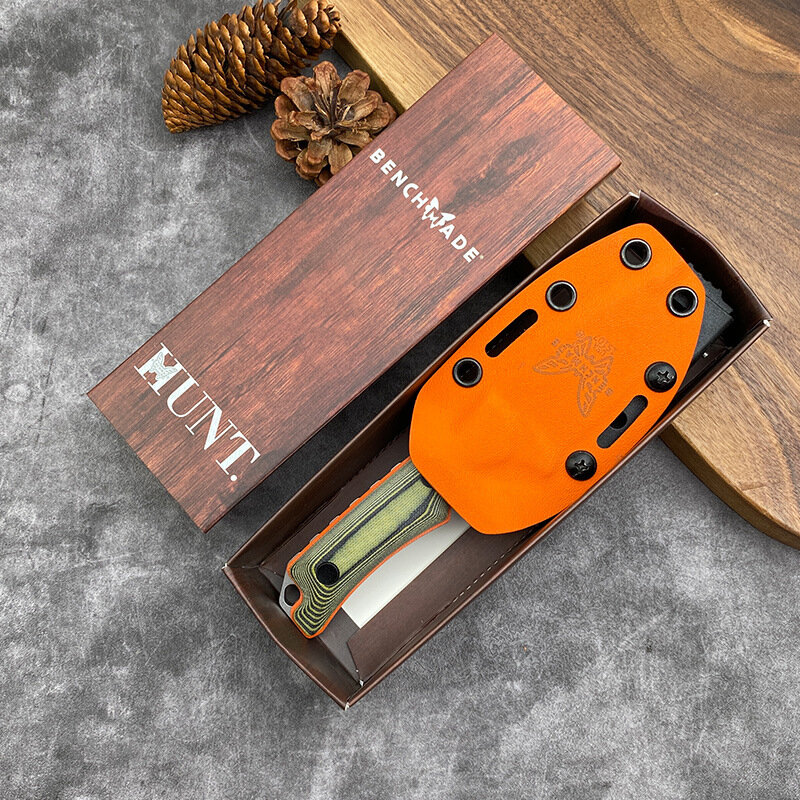 Кросс-бордерный нож Butterfly K с ножнами, маленький прямой нож BM15017 для кемпинга, походов, рыбалки, двухцветный ручка G10, карманный фруктовый нож