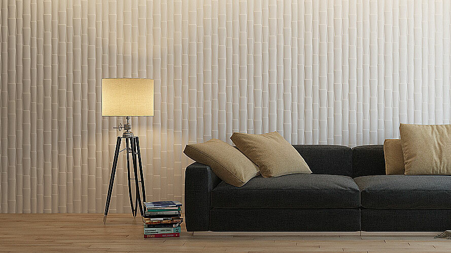 3Д гипсовая панель Бамбук 50×50 для стен белый