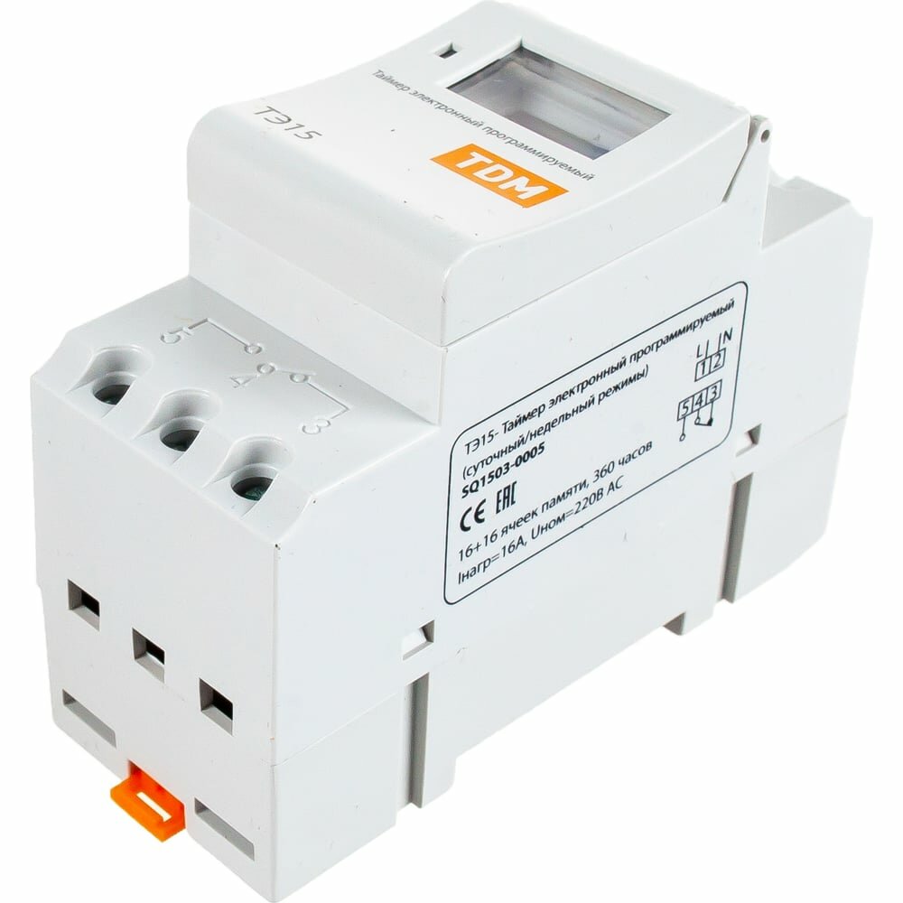 Электронный таймер TDM ТЭ15-1мин/7дн-16on/off-16А-DIN