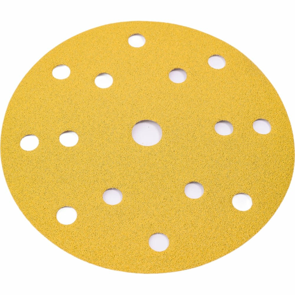 Диск абразивный с липучкой Sandpaper (yellow) 150 мм, 15 отверстий, P100, 5 шт BRUSHTEX 150Y15-100