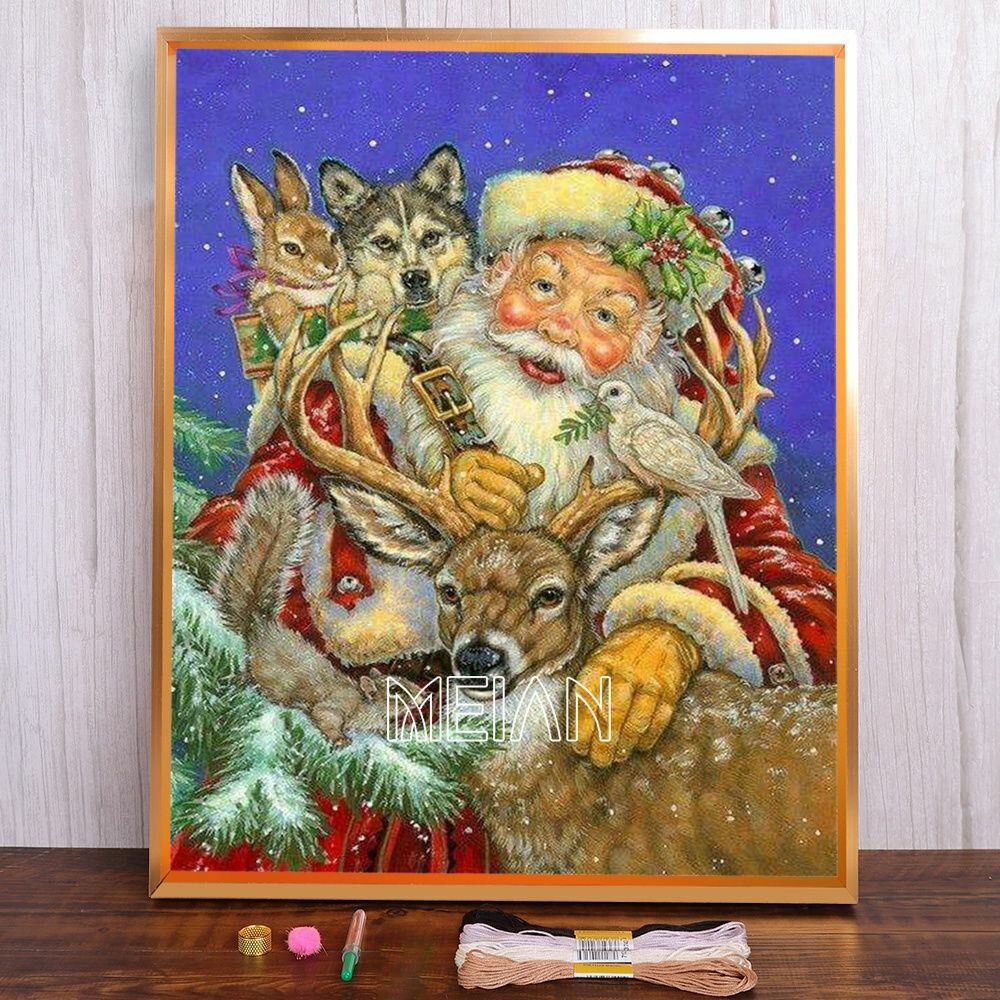Эксклюзивный набор MEIAN 14CT для вышивки, 40 цветов, 30x40 см, Рождество