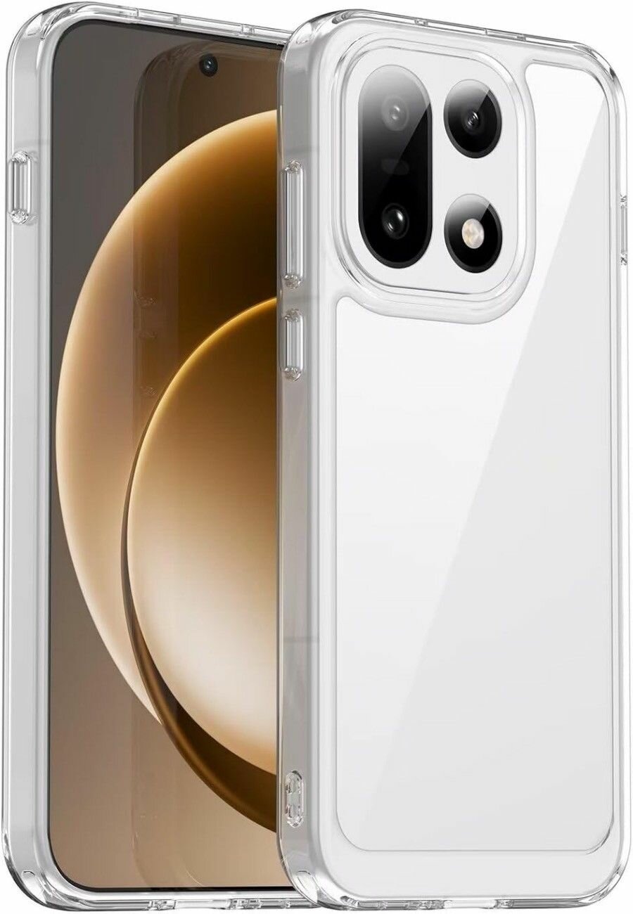 Чехол на OnePlus 15 пластиковый с силиконовой окантовкой прозрачный