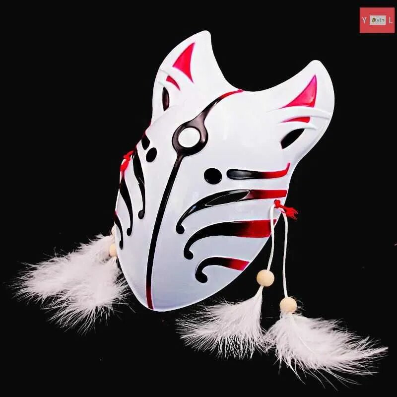 Маска карнавальная японской Лисы / Маска для косплея Кицунэ / Kitsune