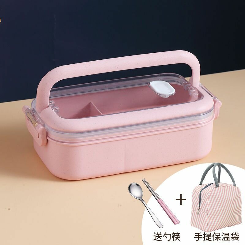 Японский стиль, двухслойный ланч-бокс, бенто-бокс для офисных работников и студенток, микроволновая, разделенная, портативная ланч-бокс набор