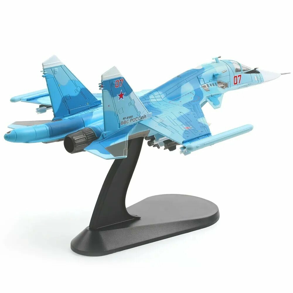 Sukhoi SU-34 Flanker 1 / 100 Diecast Metal Aircraft Model Kit Военный истребительный сплав Предварительная копия модели самолета с подставкой для энтузиастов Коллекции или подарок