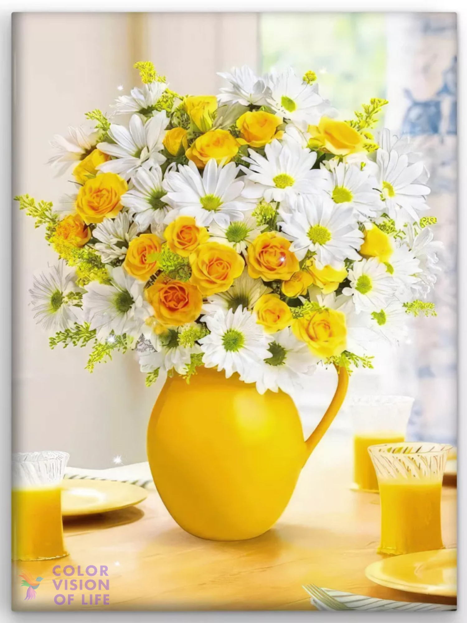Алмазная мозаика на подрамнике «Желтый букет»