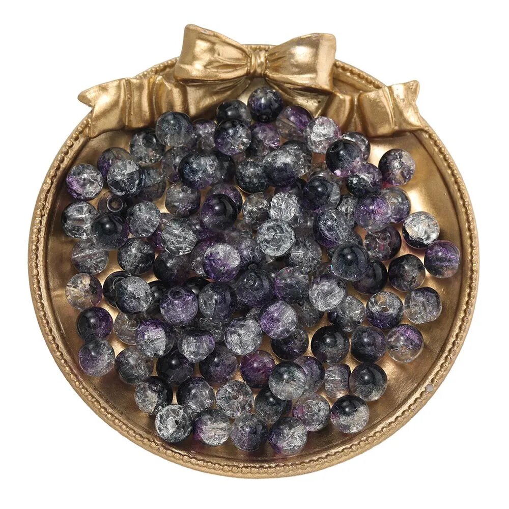 Бусины стекло Битое стекло ассорти 8 мм 50шт, Цвет черная и фиолетовый