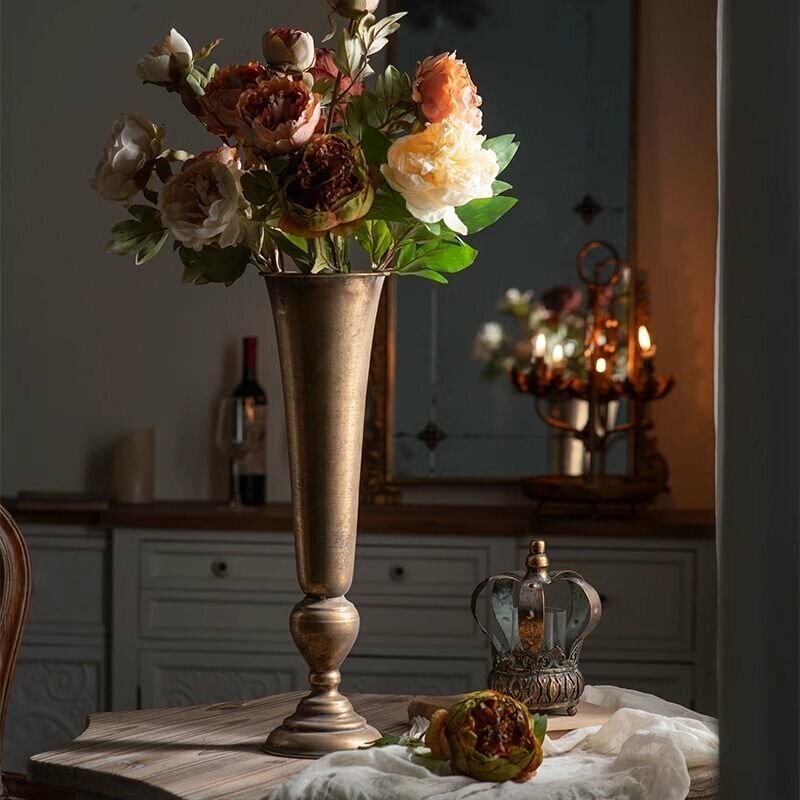 Ваз, чугун, ретро, стиль деревенский, бронзовая, размер54x15x15cm