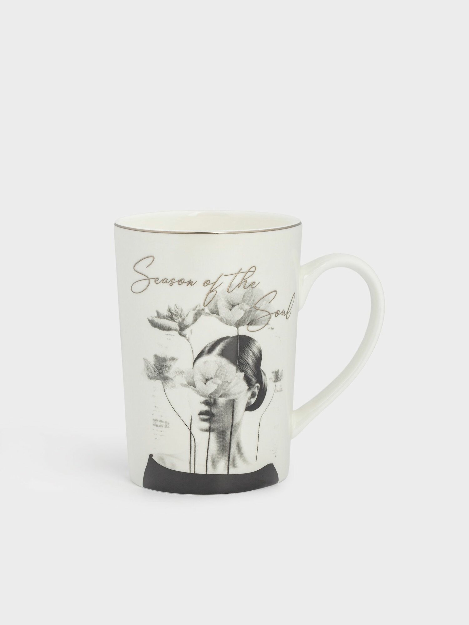 Кружка, 450 мл, фарфор F, белая, с серебристым кантом, Девушка с цветами, Girls garden, Kuchenland