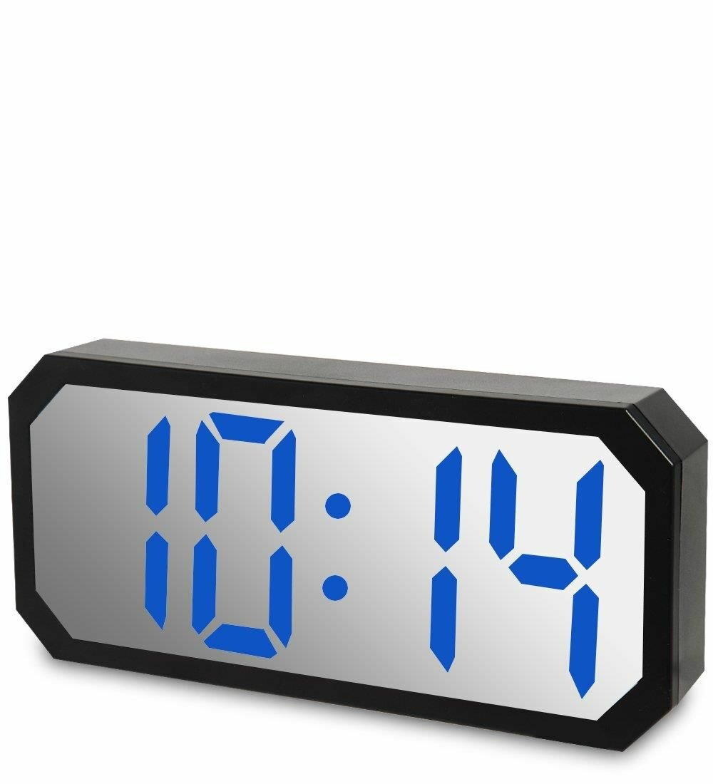 Часы электронные сред. зеркальные (черные с синим циферблатом) A2160405 разностор