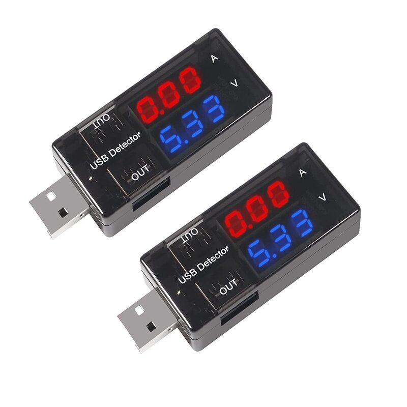 JAERBEE 2PCS Dual USB Текущее Напряжение Зарядка Детектор Вольтметр Амперметр Зарядное устройство Доктор USB Тестер DC LED Дисплей