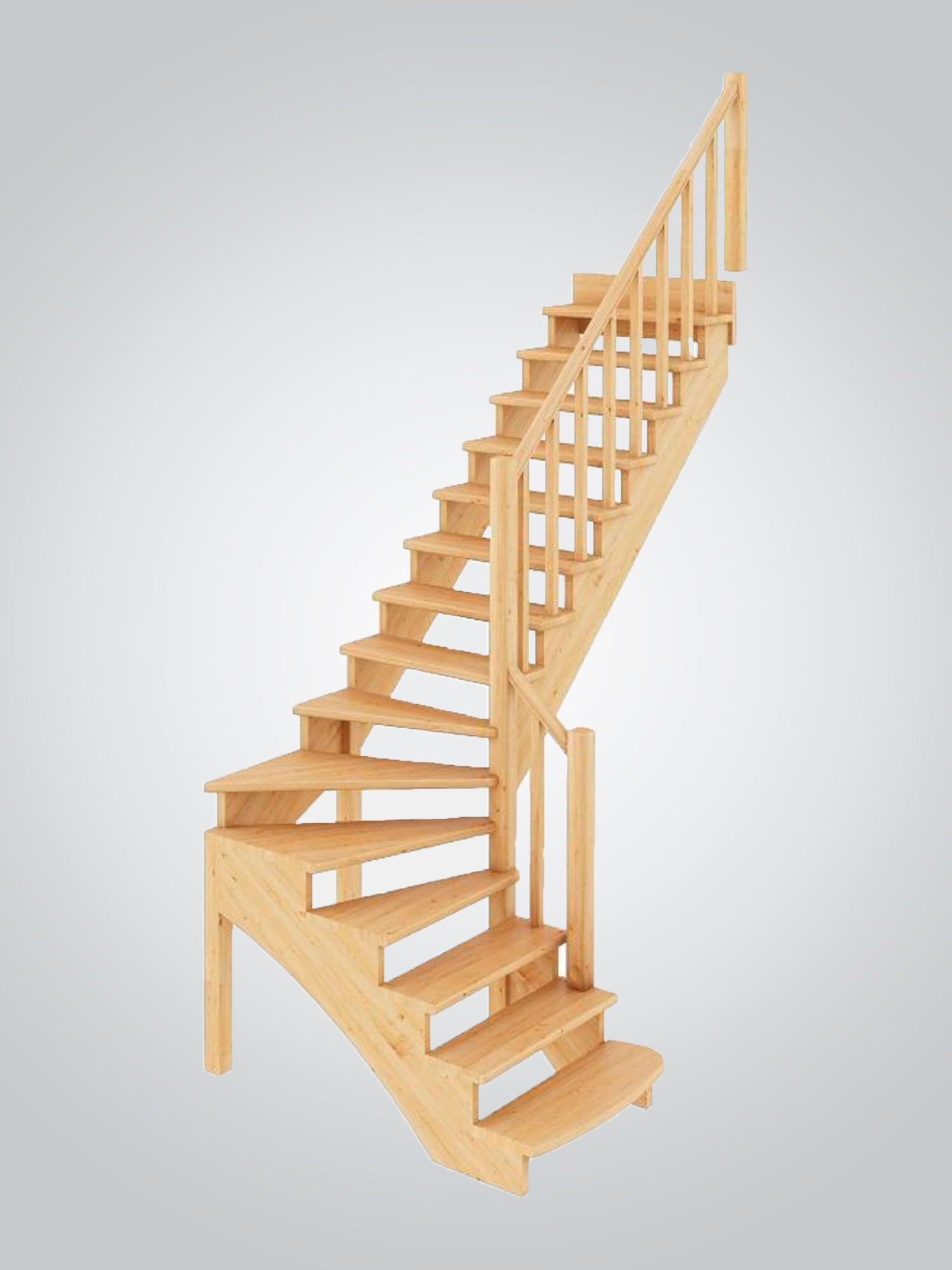 Лестница на второй этаж К-001м/4 Правая c подступенками