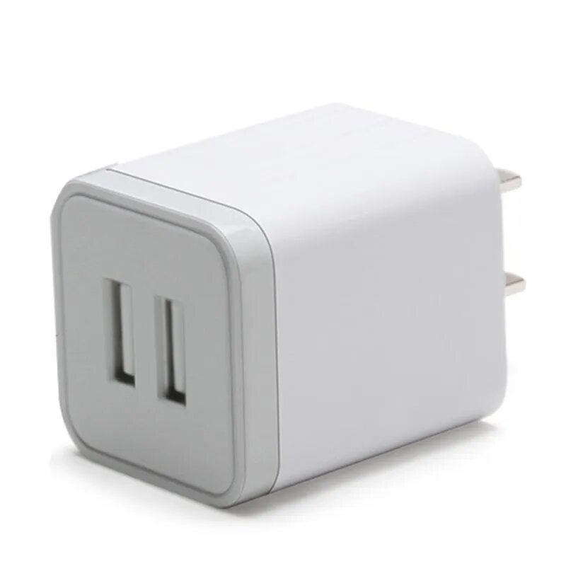 (1 шт.) Двухпортовое зарядное устройство (квадратное, мини, USB, вилка американского стандарта, белый)