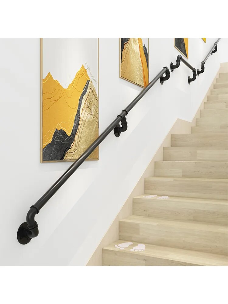 Поручень пристенный, 2500 мм, черный, Металлическая ковка