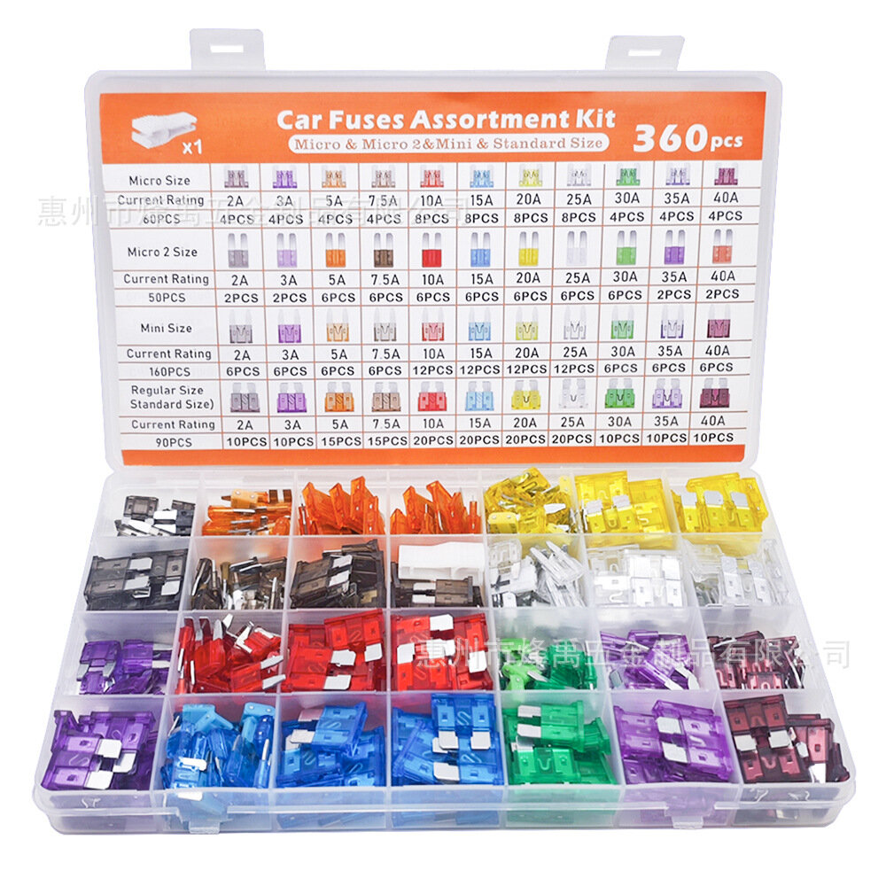 Кросс-бордер оптовая продажа 360 шт. цинковых/алюминиевых средних, маленьких, мини, микро автомобильных предохранителей с длинным ножом 2-40А