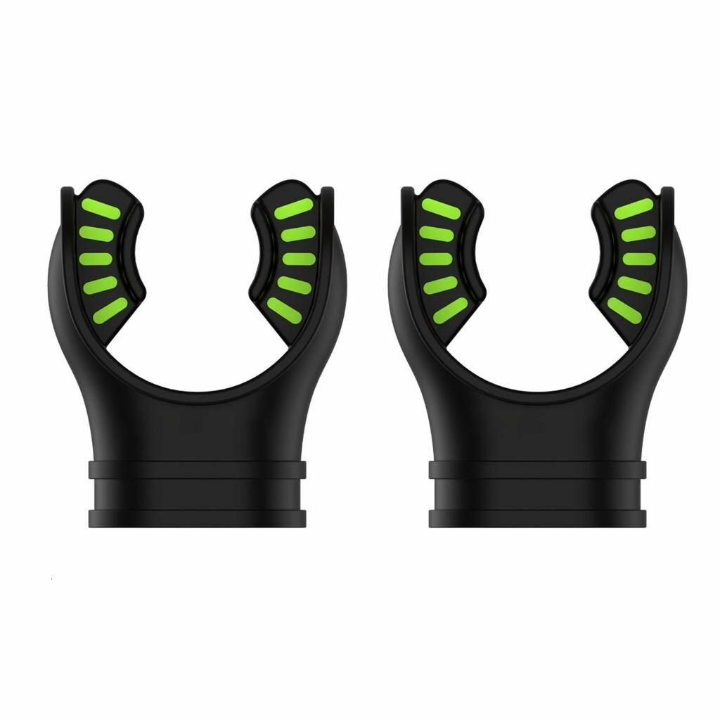 2 шт. Силиконовый загубник для трубки универсальный для дайвинга, Черный и зеленый