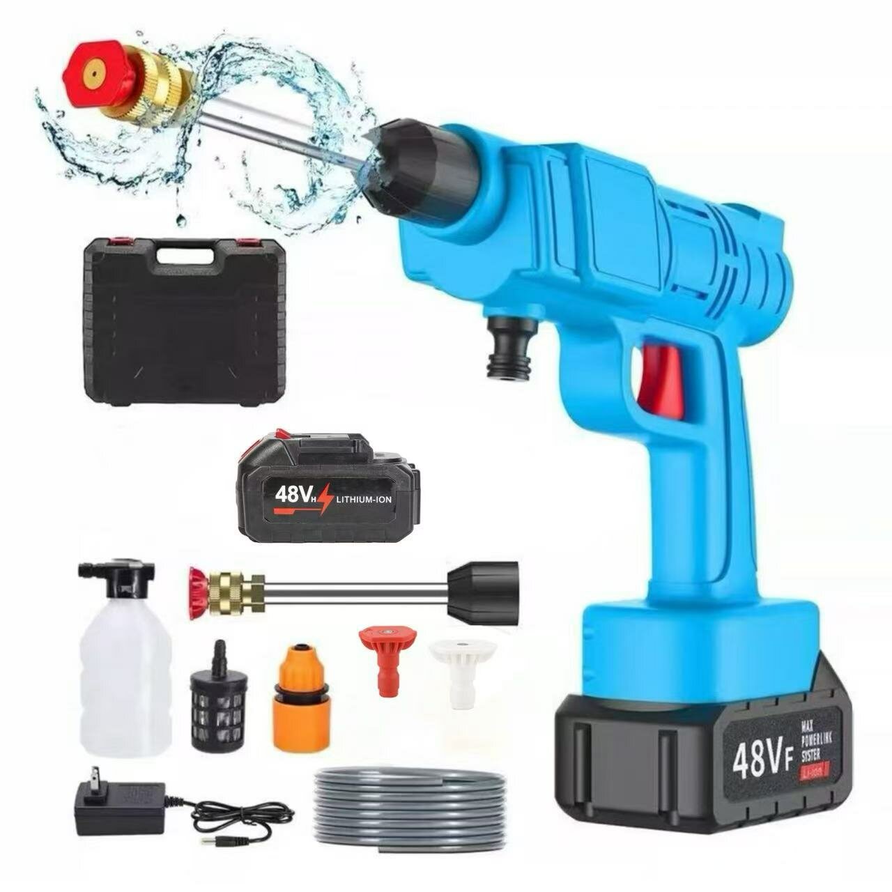 Новая беспроводная мойка для автомобилей, высоконапорная водяная пушка для автомобиля и домашнего использования, портативный литиевый аккумуляторный усилитель для мойки автомобилей, инструмент для уборки на улице