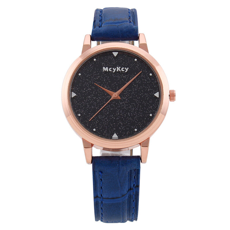 Style Мужские часы Модные синие и красные стрелки Кожаный ремешок