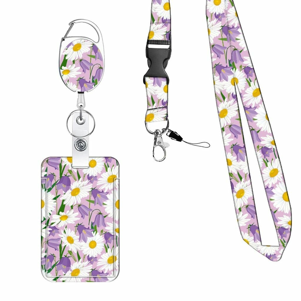 Выдвижной держатель бейджика, катушки с держателем именной карточки, Цветочный принт