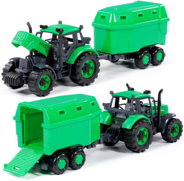 Полесье Трактор Прогресс с прицепом для перевозки животных 94643 с 3 лет