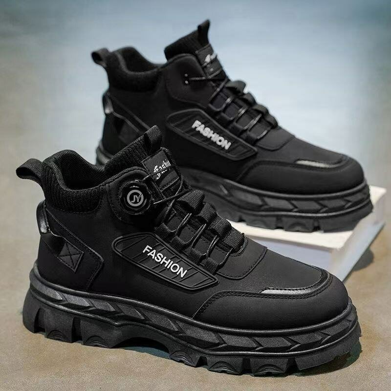 Зимние новые высокие ботинки Мартин с флисовой подкладкой для мужчин, британский ретро стиль рабочей обуви, утолщенные снежные ботинки с флисовой подкладкой