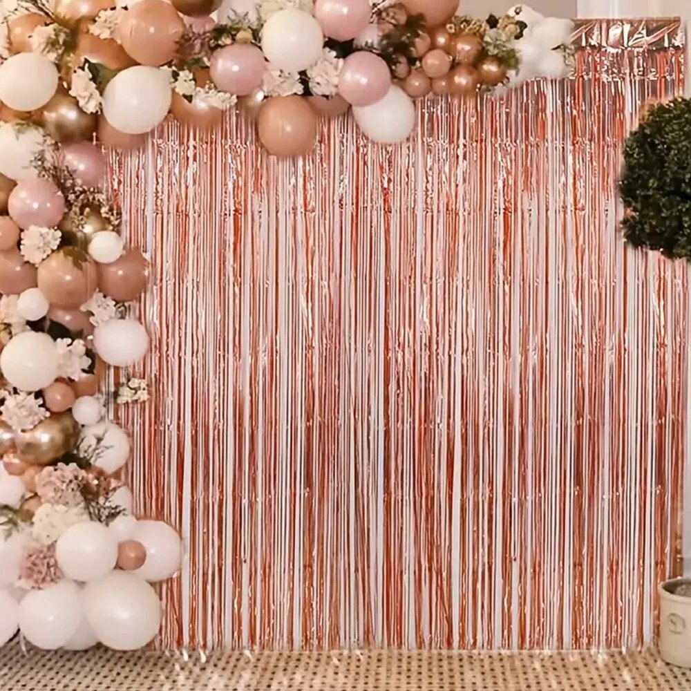 Дождик 200 см розовый, золотой 1 шт.