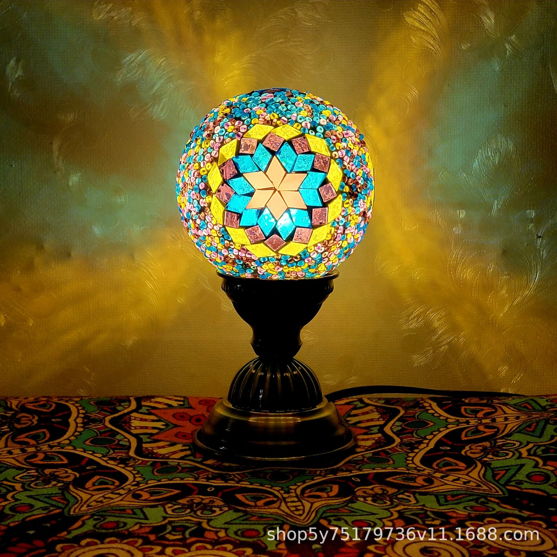 Марокканский экзотический мозаичный прикроватный этнический кафе интернет-знаменитость декор турецкий круглый шарик маленькая ночная лампа настольная лампа