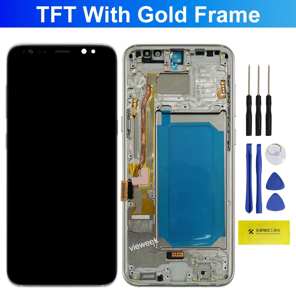 S8 + TFT ЖК-экран с рамкой в сборе для Samsung Galaxy S8 Plus G955F G955FD Замена сенсорного ЖК-дисплея TFT Gold Frame