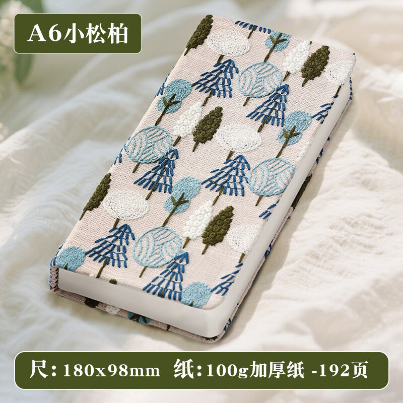 Тканевый блокнот с вышивкой, милый и простой, A6, портативный, с пустыми страницами, дневник с ромашками