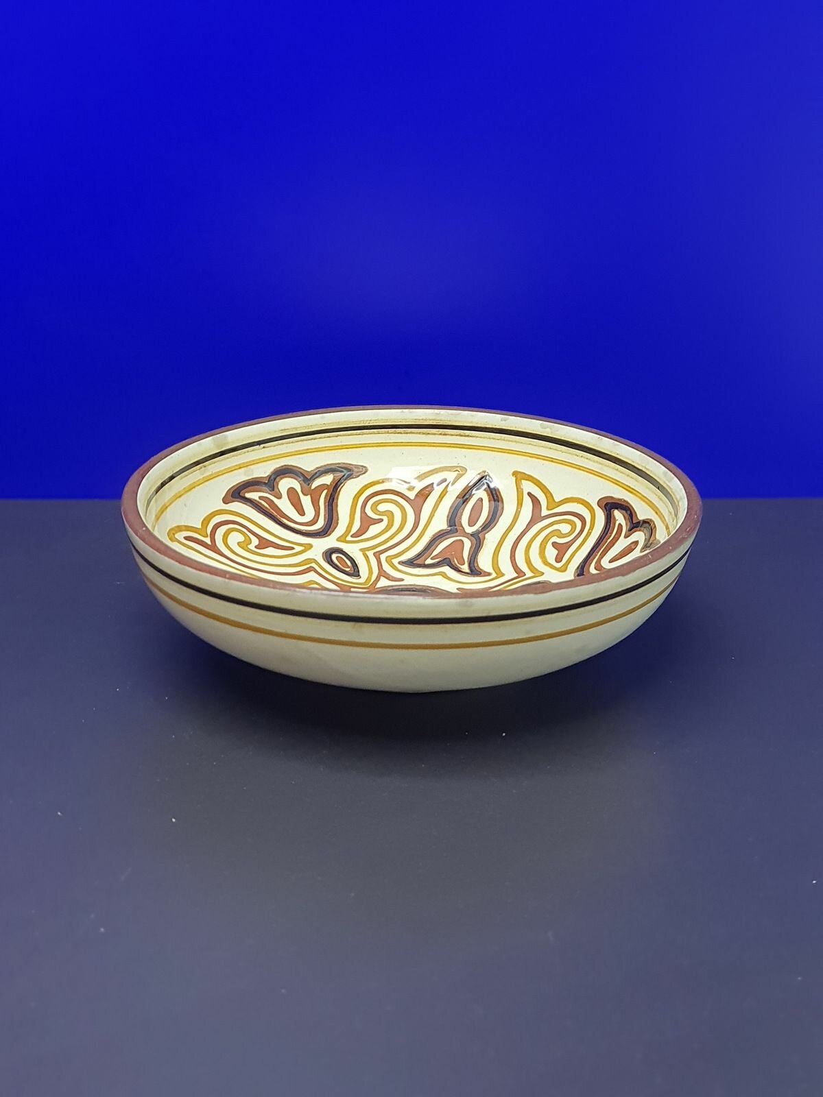 Миска с восточным орнаментом, 17см, керамика, винтаж СССР, 1950-1960 гг.
