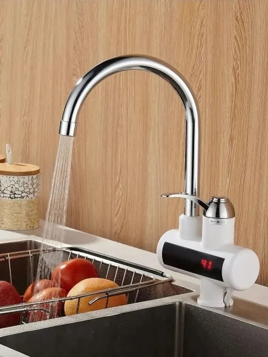 Смеситель для кухни с высоким изливом и с электронагревом
