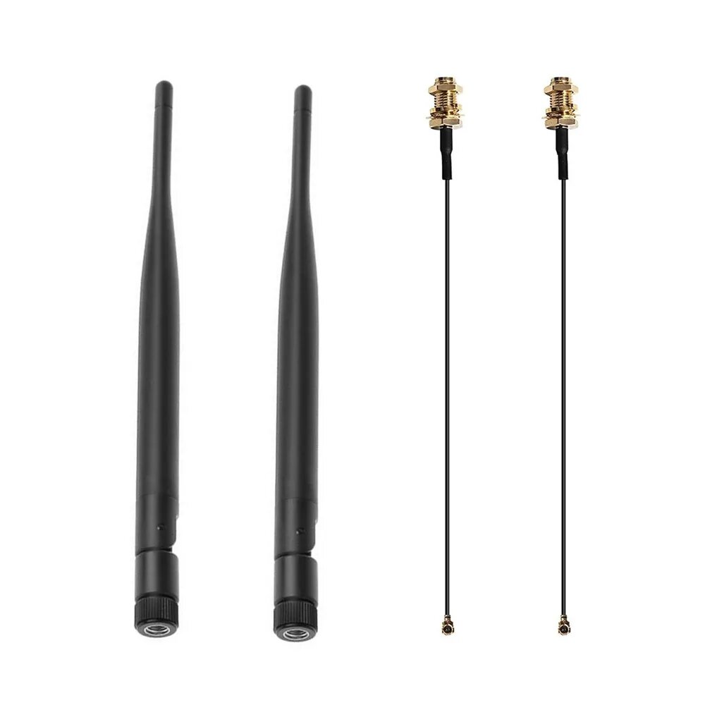 Двухдиапазонная антенна 6dBi для WiFi-маршрутизатора RP-SMA 2,4 ГГц 5 ГГц + 2x30 см U.fl / IPEX