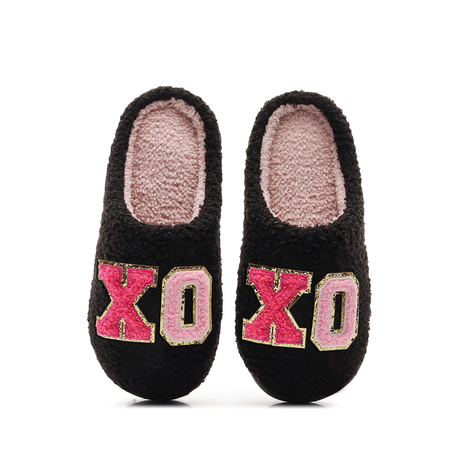 Хлопковые тапочки с надписью «XOXO» для женщин, подарок на День святого Валентина, теплые флисовые тапочки.43-44