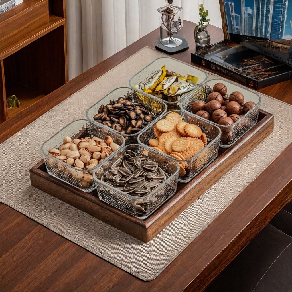 Новая фруктовая тарелка в китайском стиле для гостиной, кофейного стола, коробка для хранения сухофруктов и семян подсолнуха, конфетная тарелка, поднос для закусок и чая, фруктовая тарелка