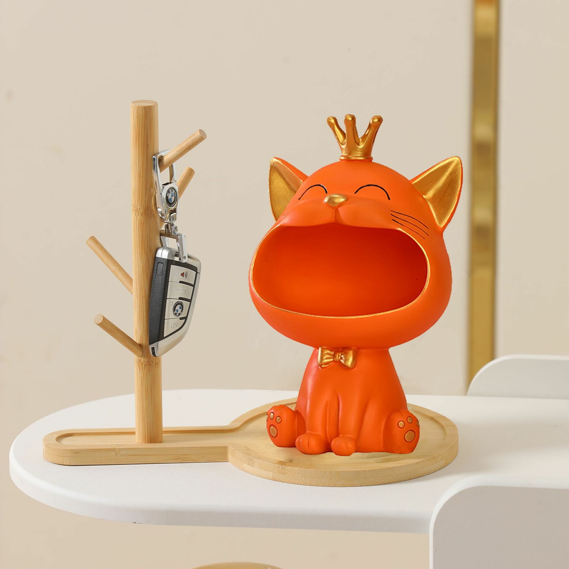 Креативный милый кот с большим ртом, легкий роскошный резиновый орнамент для дома, гостиной, винного шкафа, входа, хранения ключей, декоративное украшение